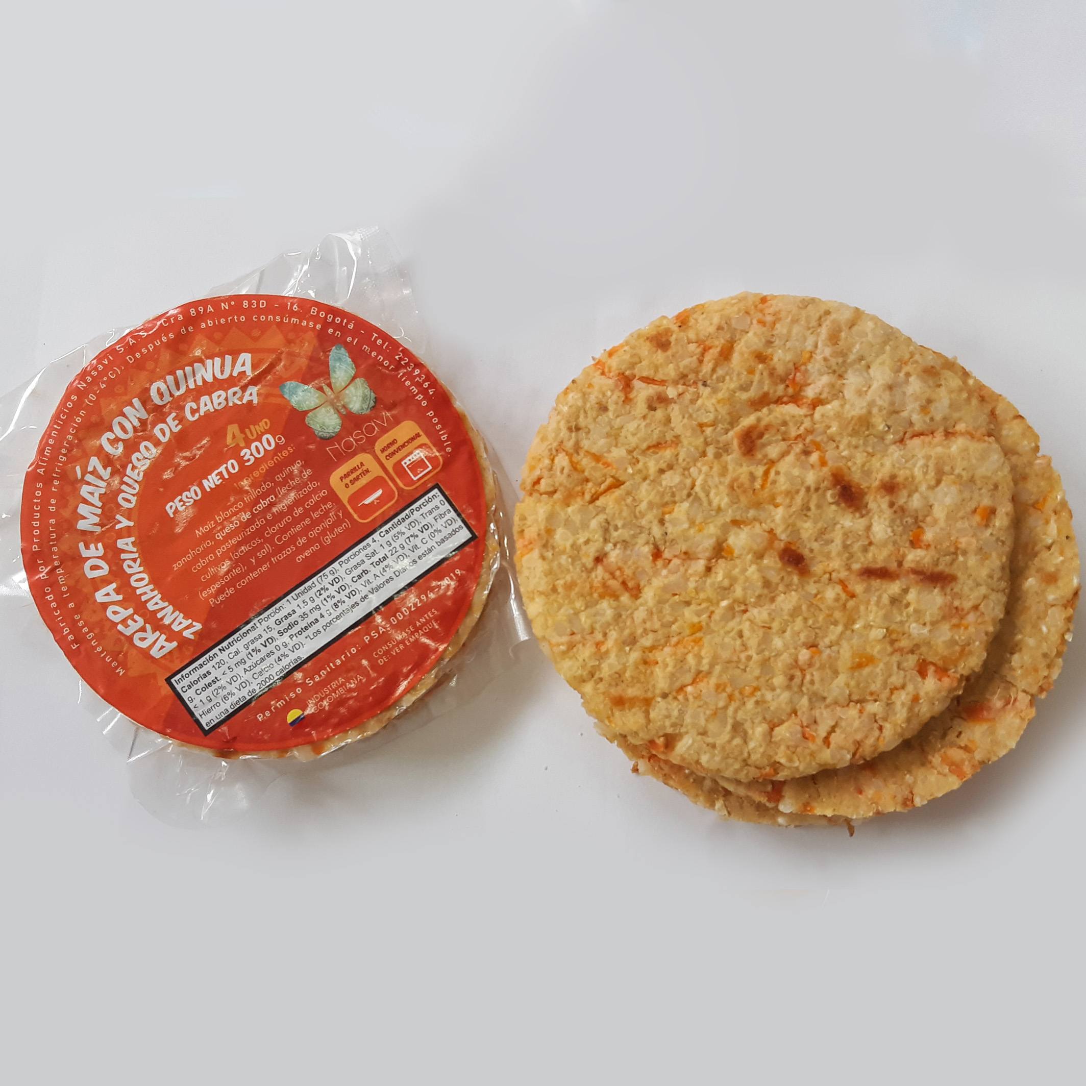 AREPA DE MAÍZ BLANCO CON QUINOA, ZANAHORIA Y QUESO DE CABRA | CheeseOkay